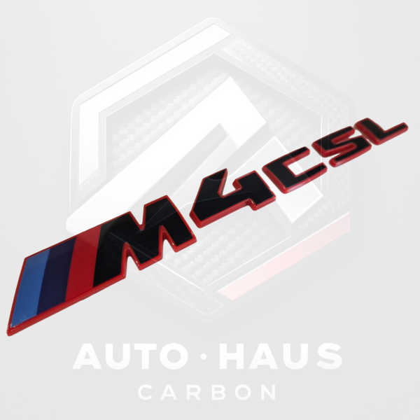 M4 CSL Style Red & Gloss Black Badge – AutoHausCarbon